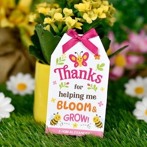 Printable Teacher Appreciation Gift Tags: Bloom and Grow (PDF) - Etsy