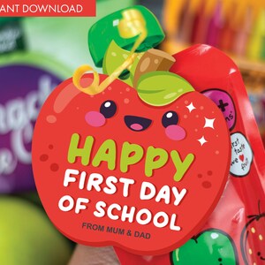 Printable First Day of School Gift Tag | Back to School Tags Apple ...