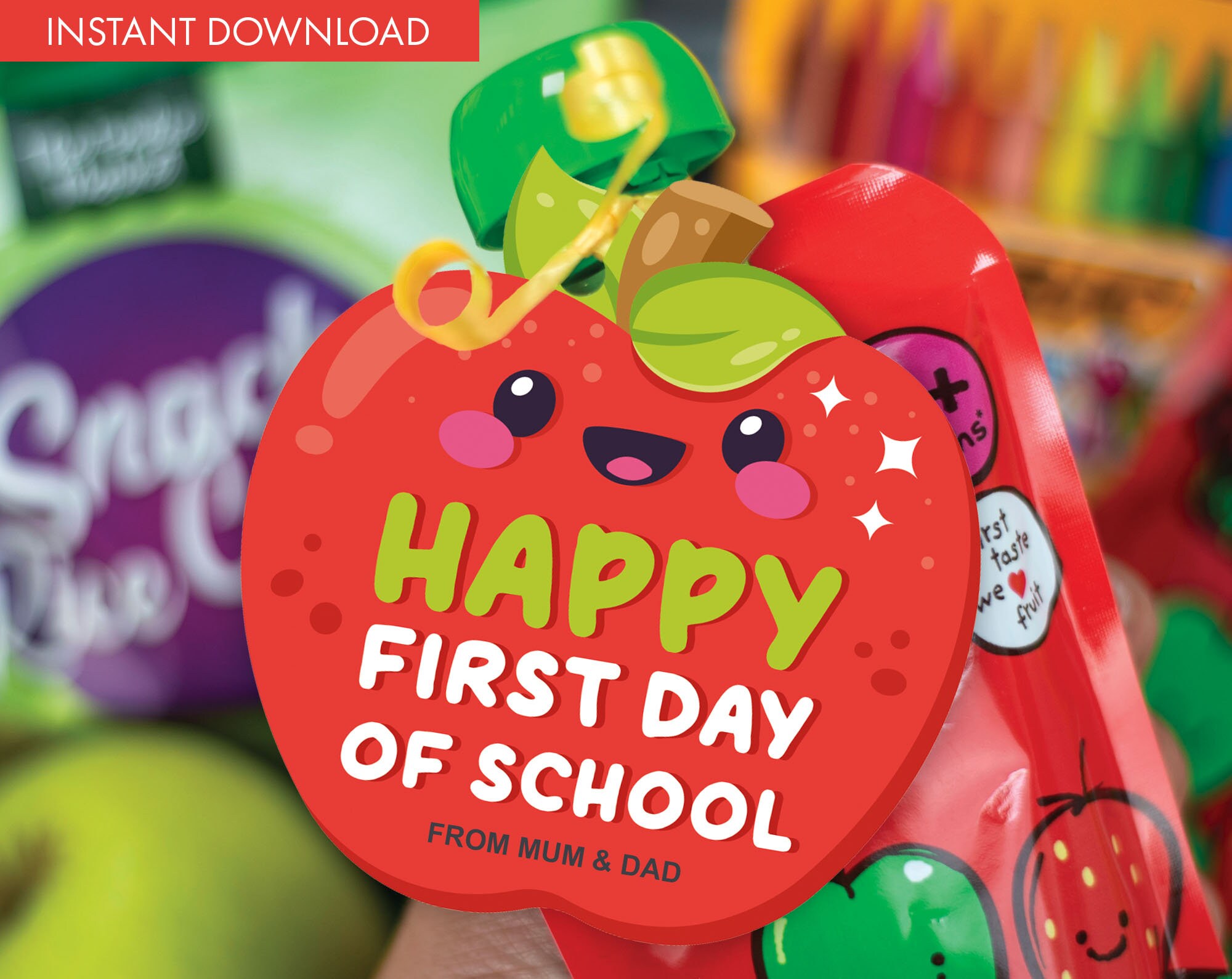 Printable Apple Gift Tag: First Day of School Favor (PDF) - Etsy