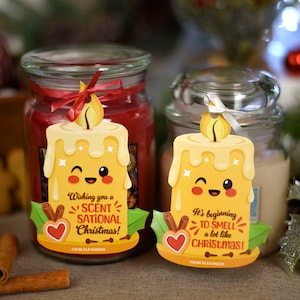 Printable Christmas Candle Gift Tag | Cute Candle Gift Tag Favor ...