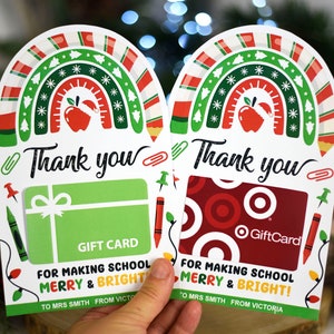 Printable Christmas Gift Card Holder for Teachers | Christmas Gift Card ...