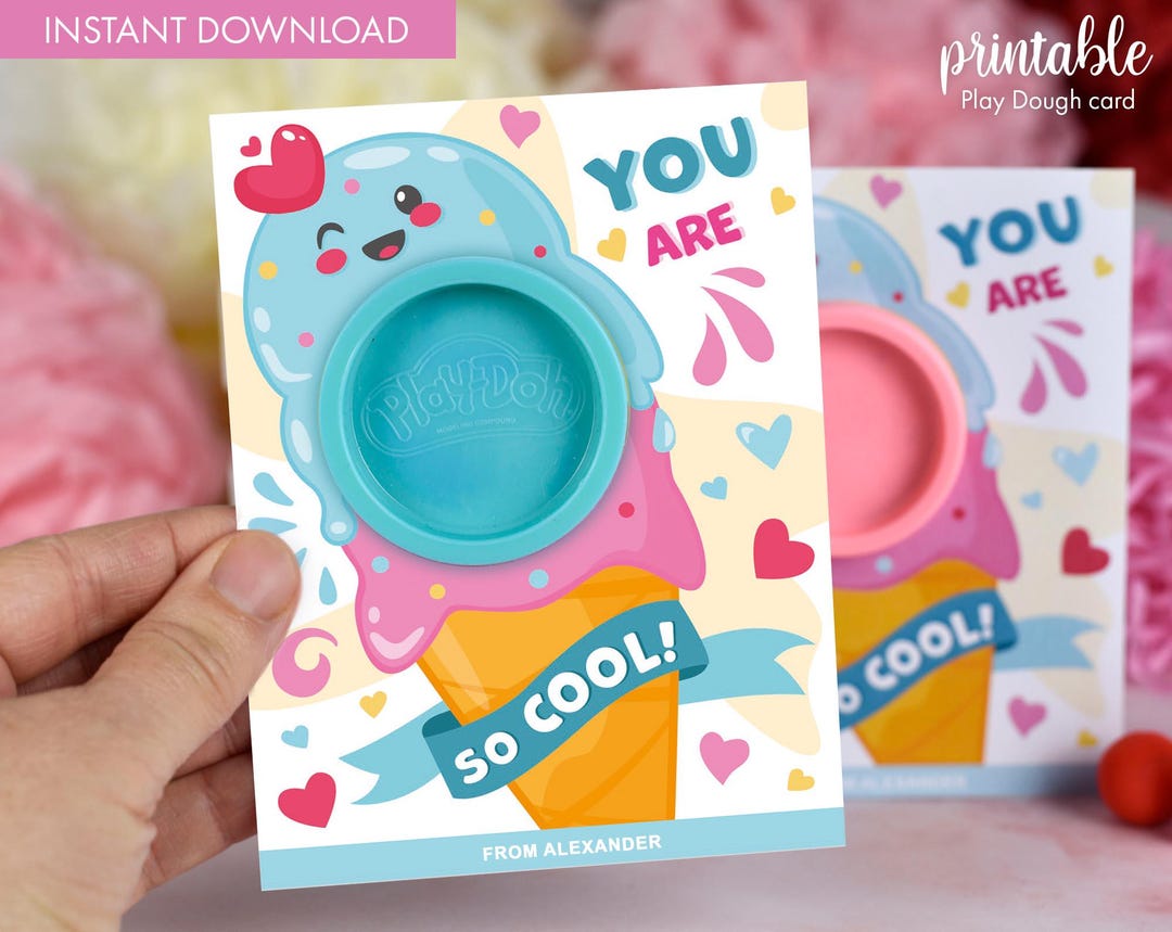 Play Dough Valentines Gift Card | Printable Class Valentine Day Gifts ...