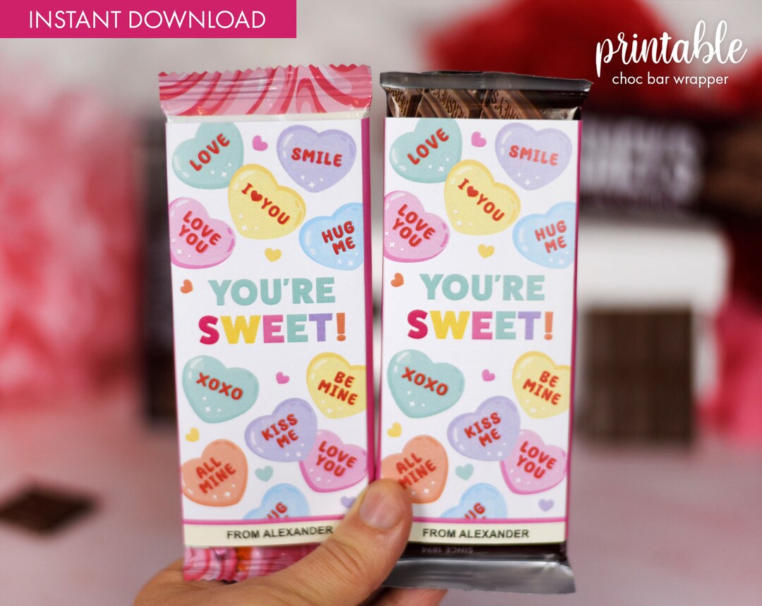 Printable Valentines Candy Bar Wrapper Class Mates Gift Small Gift for ...