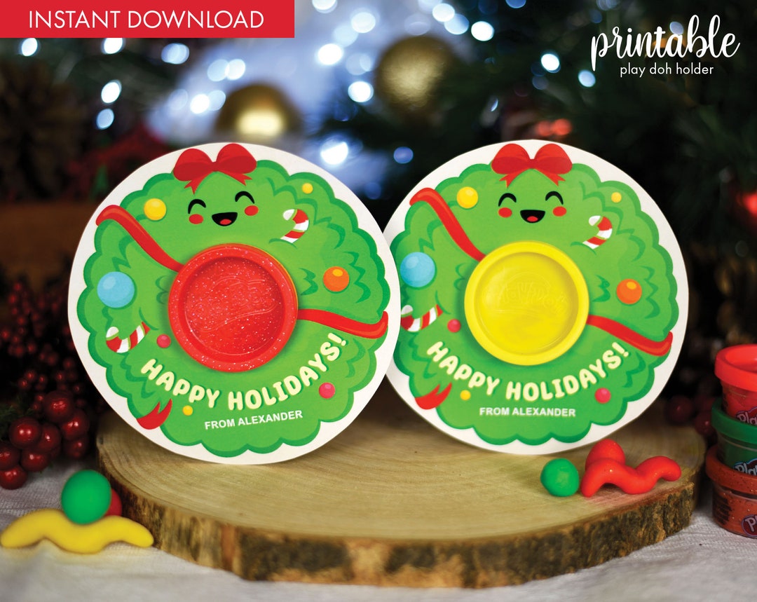 Christmas Play Dough Holder Wreath | Printable Holiday Class Gifts ...