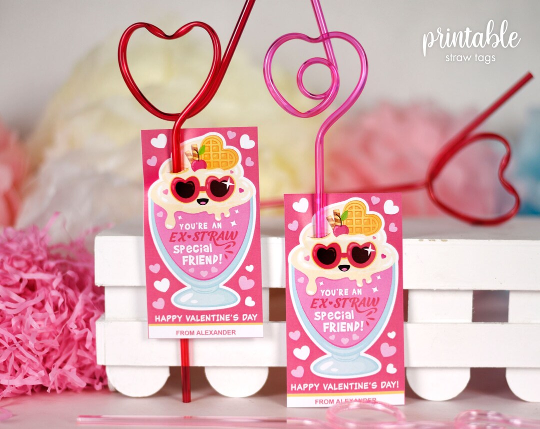 Printable Valentine's Classroom Gift Crazy Straw Tags | Class Mates ...