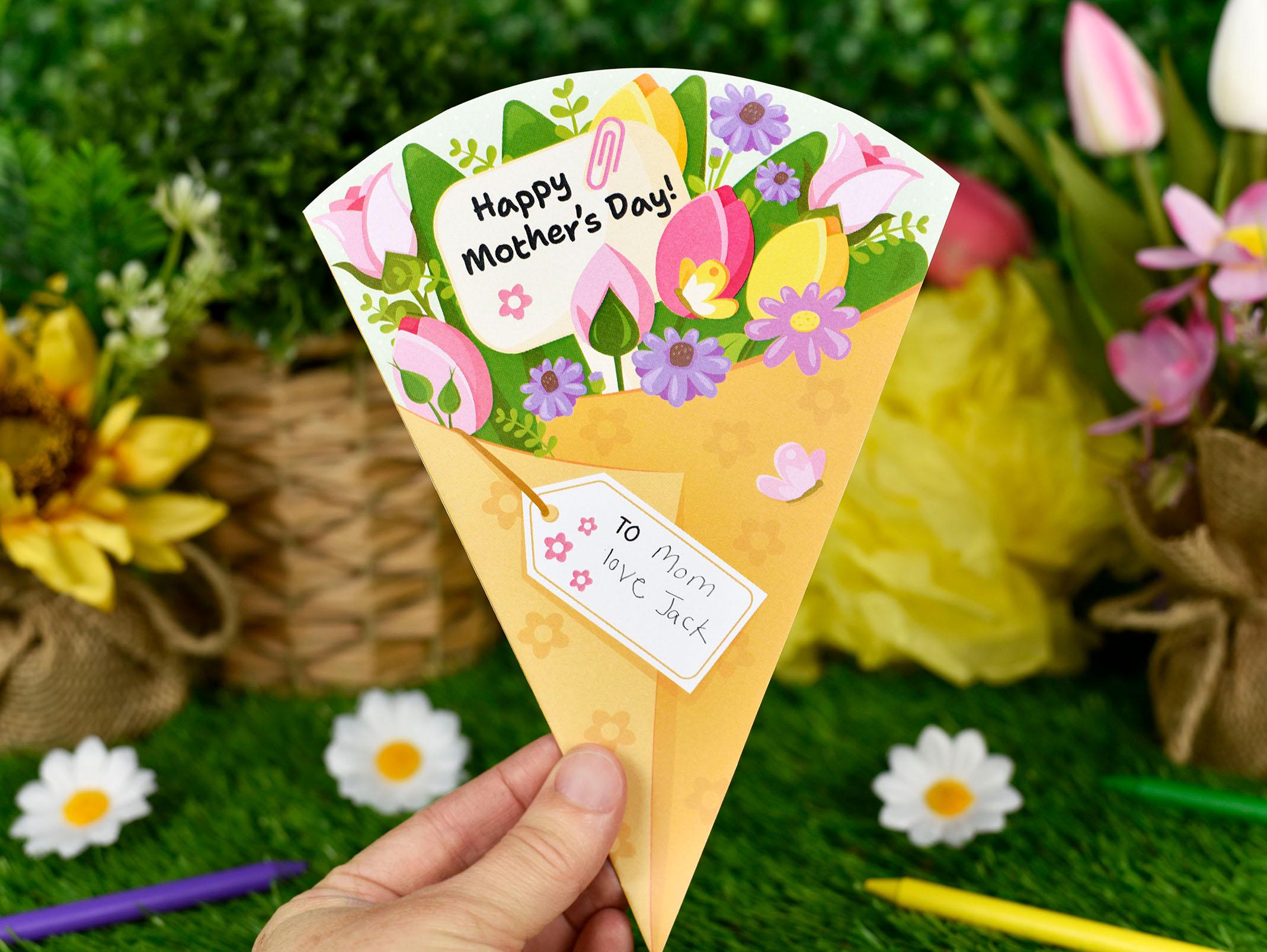 Printable Mother's Day Flower Bouquet Coloring Card (digital Download ...