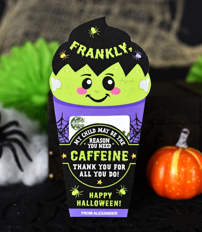 Printable Halloween Coffee Card Holder | Teacher Appreciation Gift ...