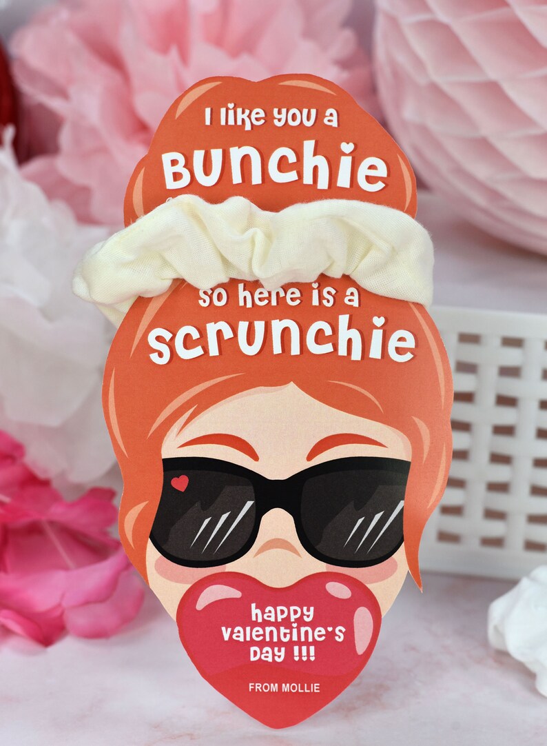 Kids Valentines Scrunchie Holder Card: Printable Classmate Gift (PDF ...