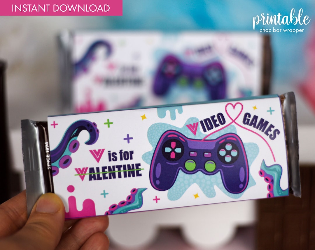Printable Valentines Candy Bar Wrapper Valentine's Gift Gamer Gift ...