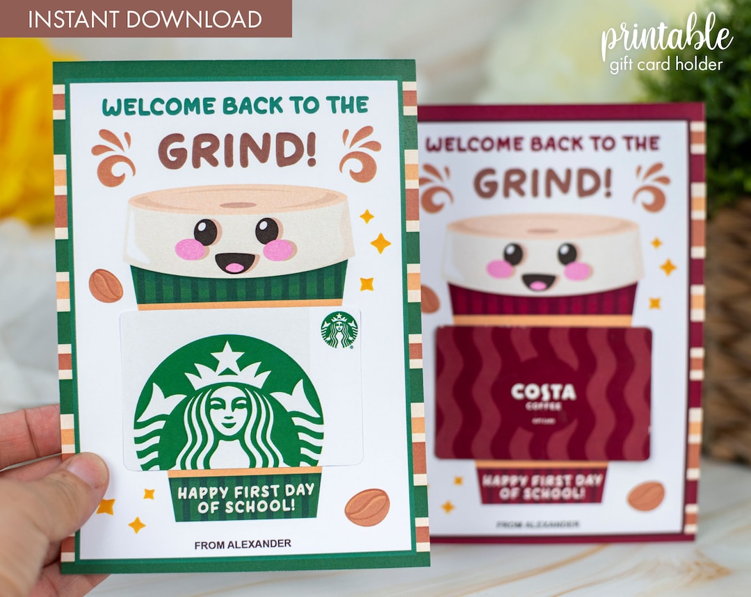 Printable Teacher Appreciation Coffee Card Holder Funny Back to School ...