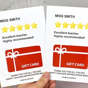 Printable Teacher Appreciation Gift Card Holder | Personalized Teacher ...