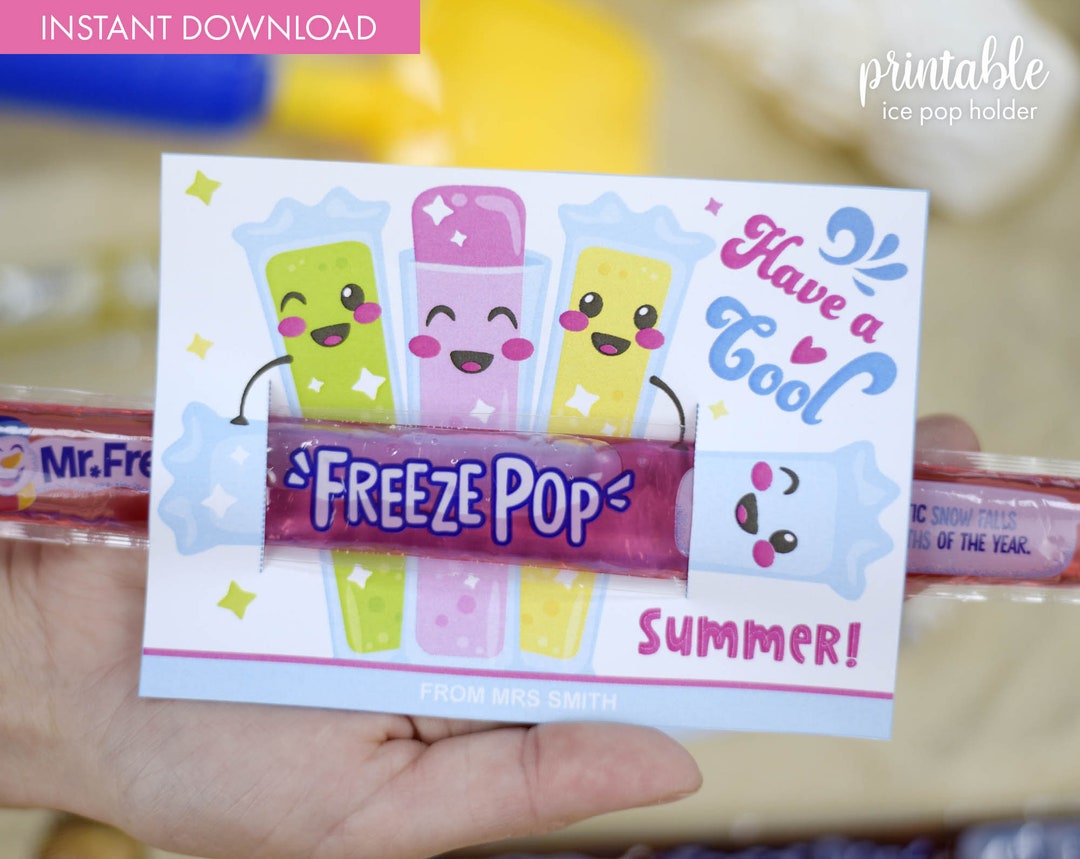 Printable Personalised Ice Pop Holder | End of Term Gift | Teacher Gift ...