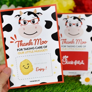 Printable Teacher Appreciation Gift Card Holder | Cow Design ...