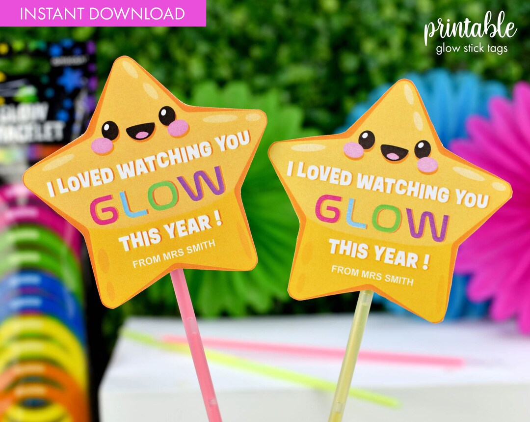 Printable Personalised Star Tag to Add to Glow Sticks | End of Term ...