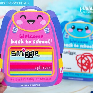 Printable Back to School Gift Card Holder Personalized First Day of ...