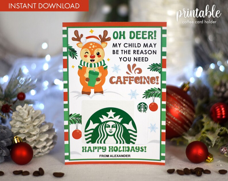 Printable Christmas Coffee Card Holder | Novelty Teacher Appreciation ...
