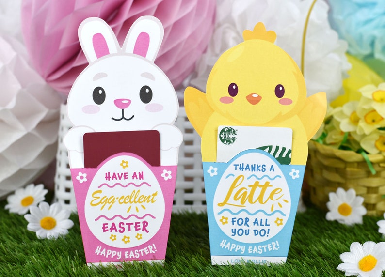 Printable Easter Gift Card Holder Bunny and Chick Design - Etsy
