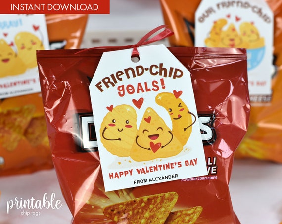 Kids Valentines Printable Chips Tags | Class Mates Gift | Small Gift ...