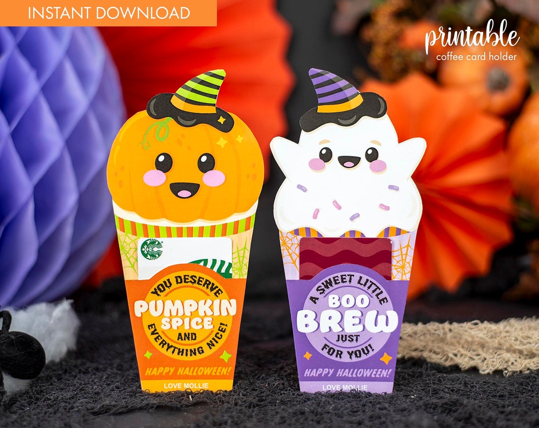 Halloween Coffee Card Holder | Printable Coffee Card Holder | Teacher ...