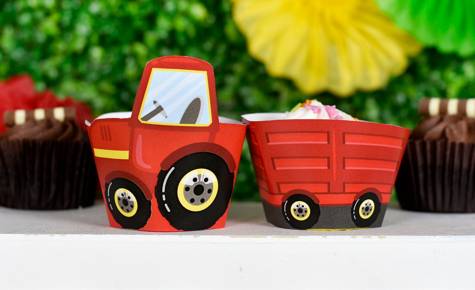 Tractor Cupcake Wrappers: Farm Birthday Party Decoration (digital ...