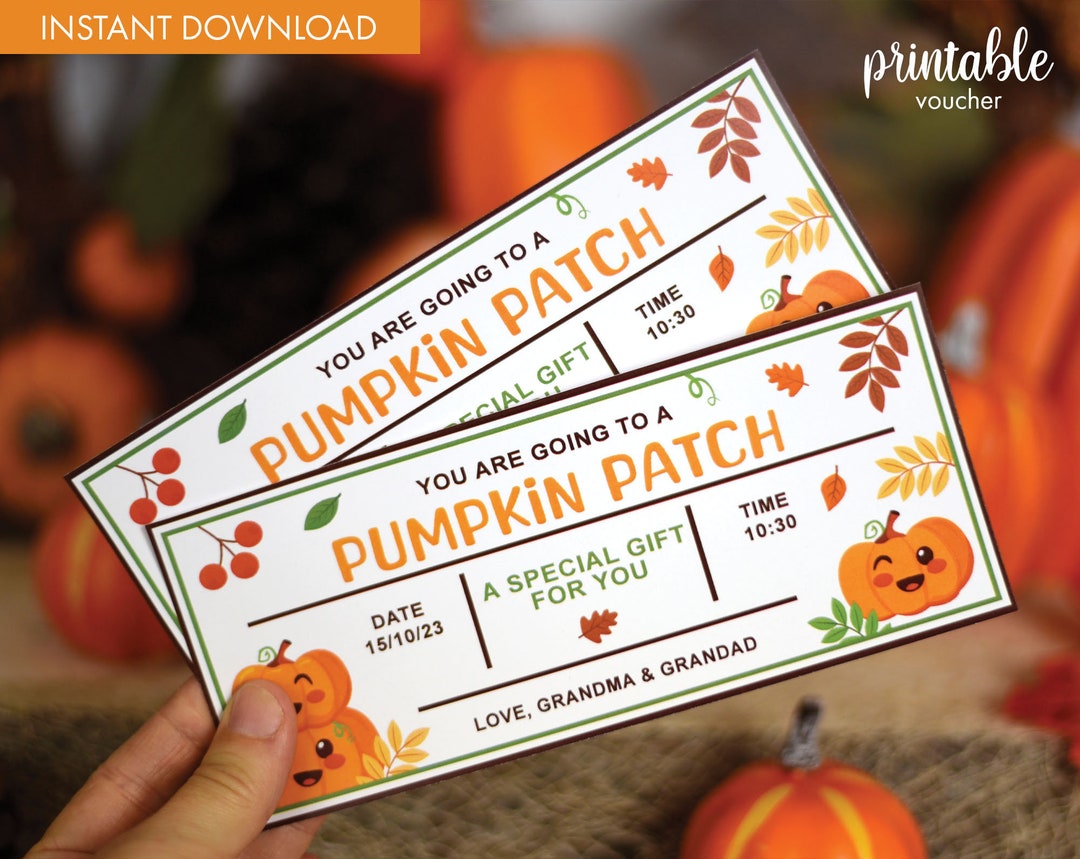 Printable Pumpkin Patch Voucher: Kids Halloween Coupon (digital ...