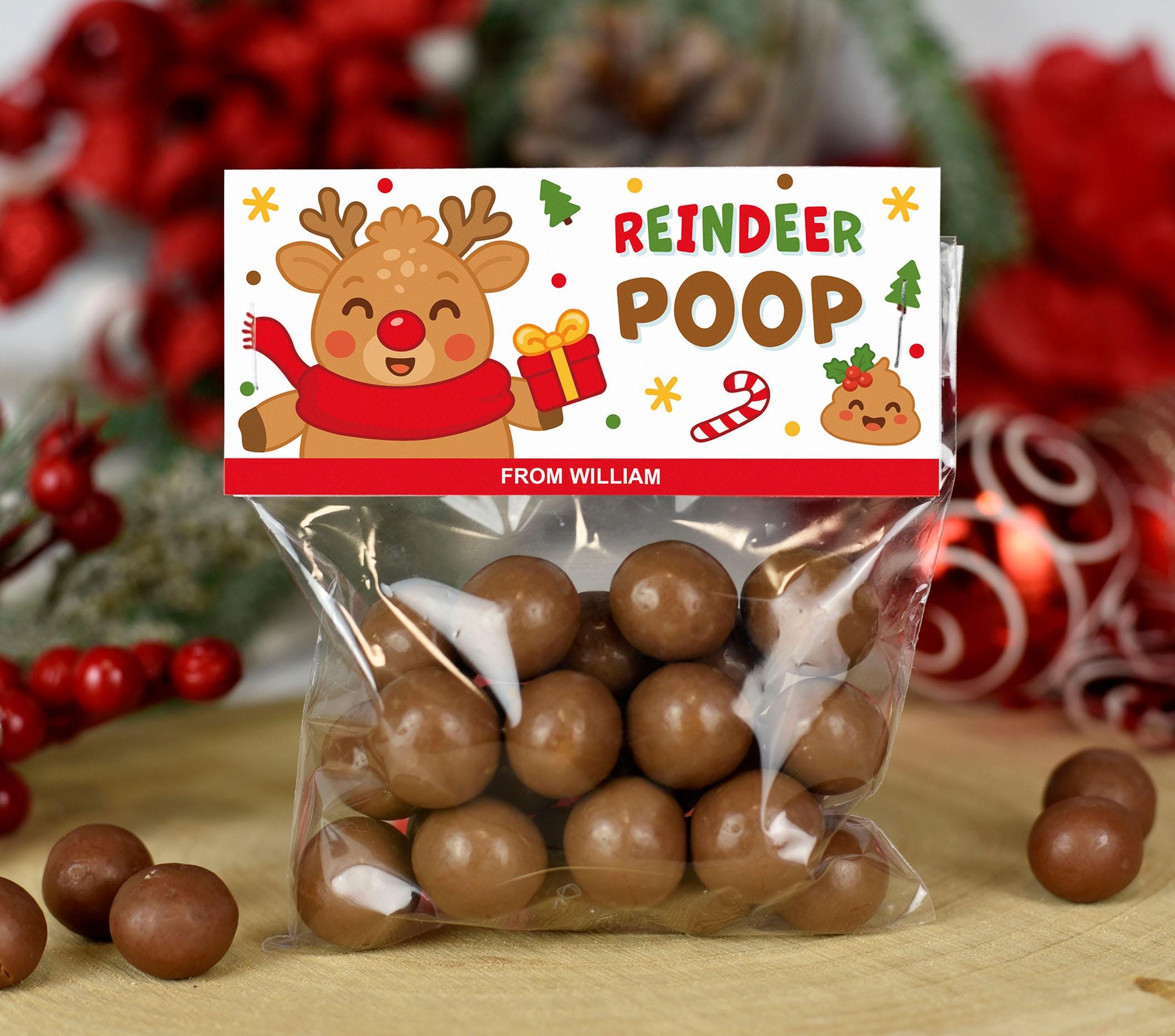 Rudolph Poop Treat Bag Topper • Reindeer Poop Printable • Christmas ...