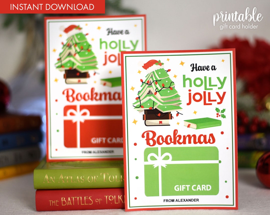 Printable Christmas Book Gift Card Holder | Book Gift Card Holder | Teacher Gift | Christmas ...