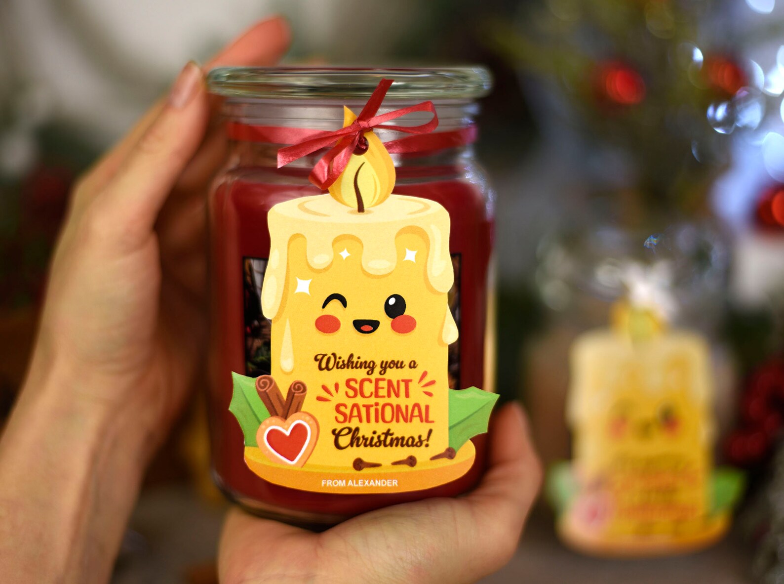 Printable Christmas Candle Gift Tag | Cute Candle Gift Tag Favor ...