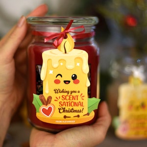 Printable Christmas Candle Gift Tag | Cute Candle Gift Tag Favor ...