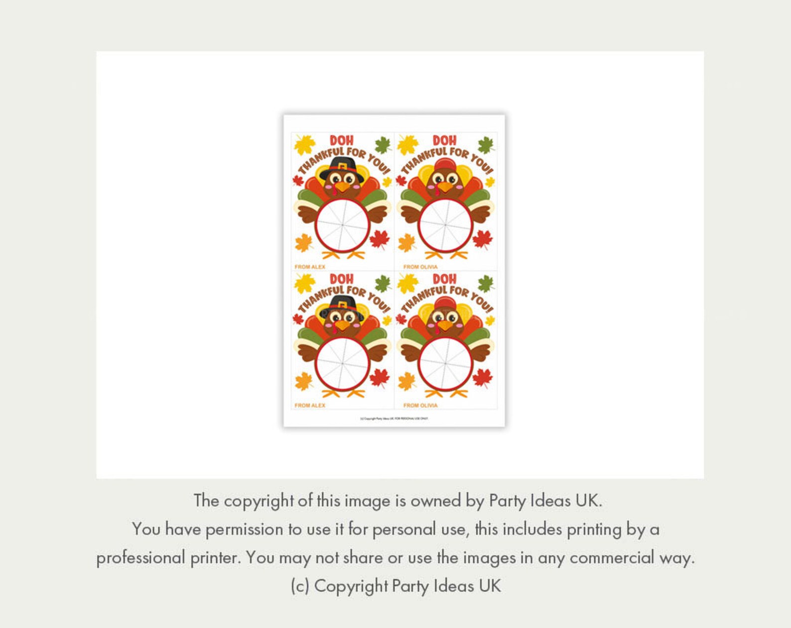 Thanksgiving Turkey Play-doh Cards: Printable Classroom Favors (PDF) - Etsy