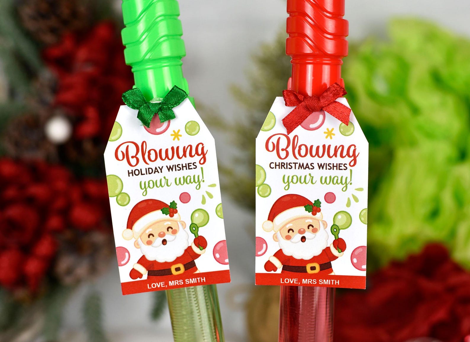 Printable Christmas Bubbles Gift Tag: 6 Designs Classroom Gift (PDF) - Etsy