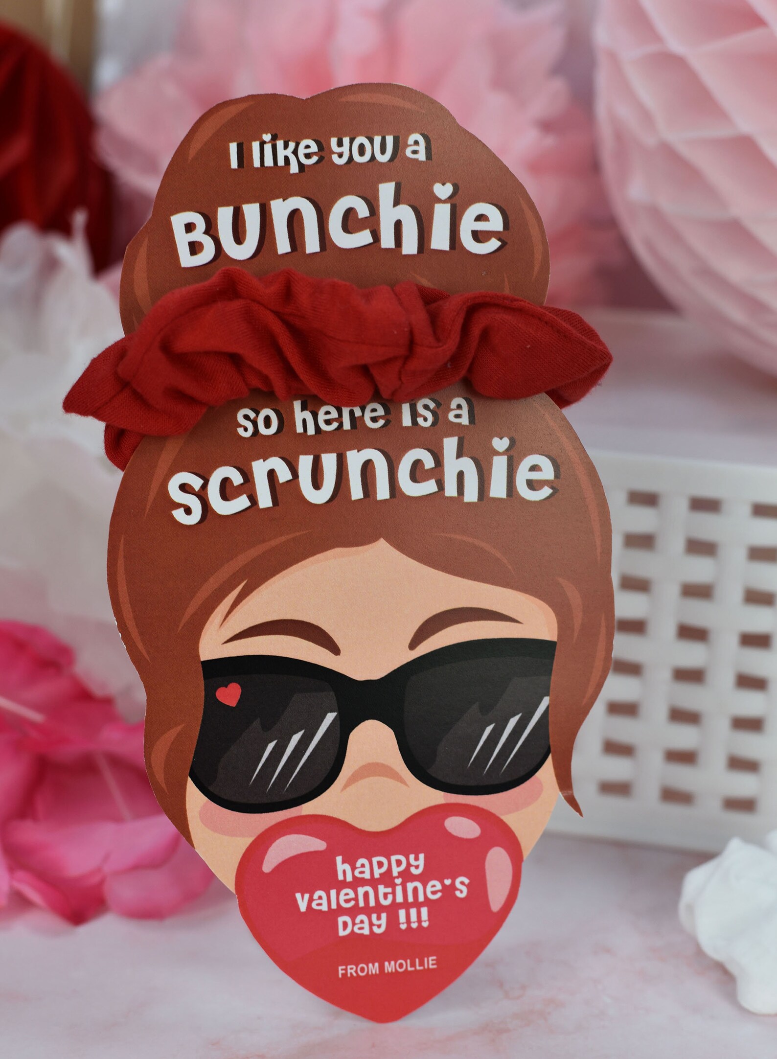 Kids Valentines Scrunchie Holder Card: Printable Classmate Gift (PDF ...