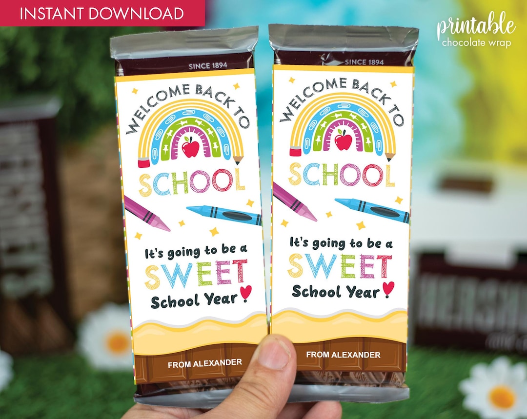 Printable Back to School Chocolate Bar Wrapper Rainbow - Etsy UK