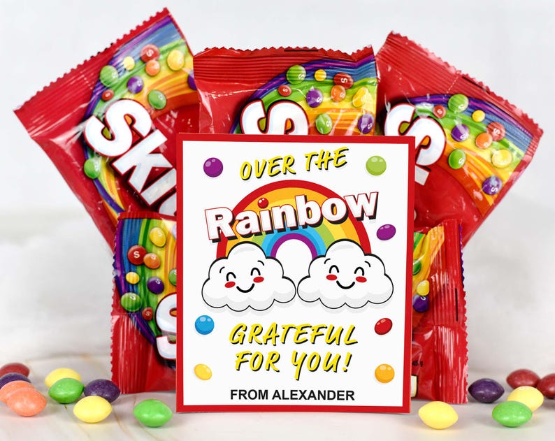 Rainbow Candy Gram Gift Tag: Teacher, Nurse, Employee Thanks (digital ...