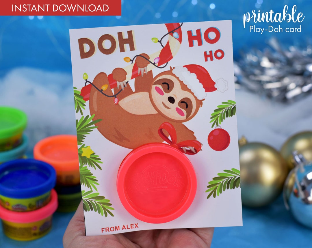 Play Dough Christmas Gift Card Printable Class Holiday Gifts Non-candy ...