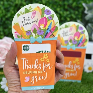 Gift Card Thank You Gift Printable Gift Card Holder Teacher Gift ...