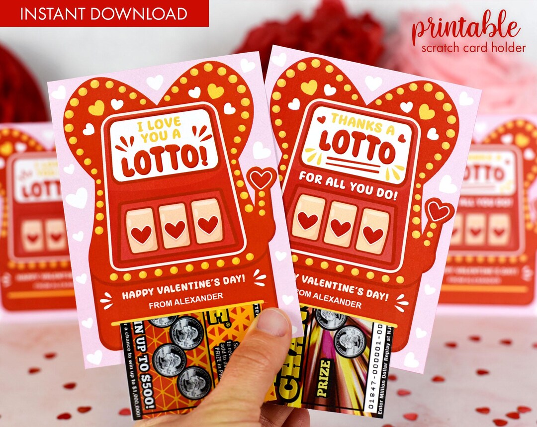 Printable Valentine's Day Lottery Ticket Scratch Card Holder Valentine ...