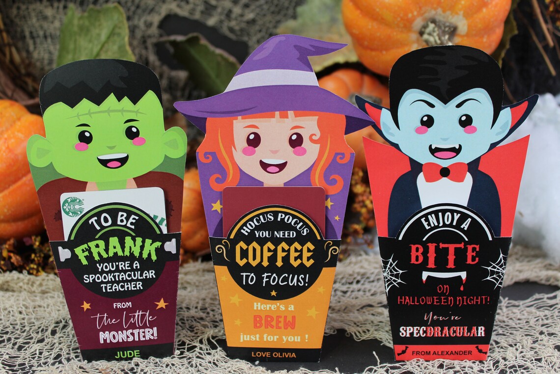 Halloween Gift Card Holder Printable Halloween Coffee Gift - Etsy