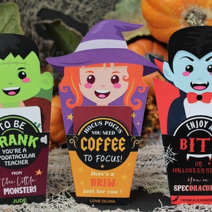 Printable Halloween Coffee Gift Card Holder: Teacher/employee Gift (PDF ...