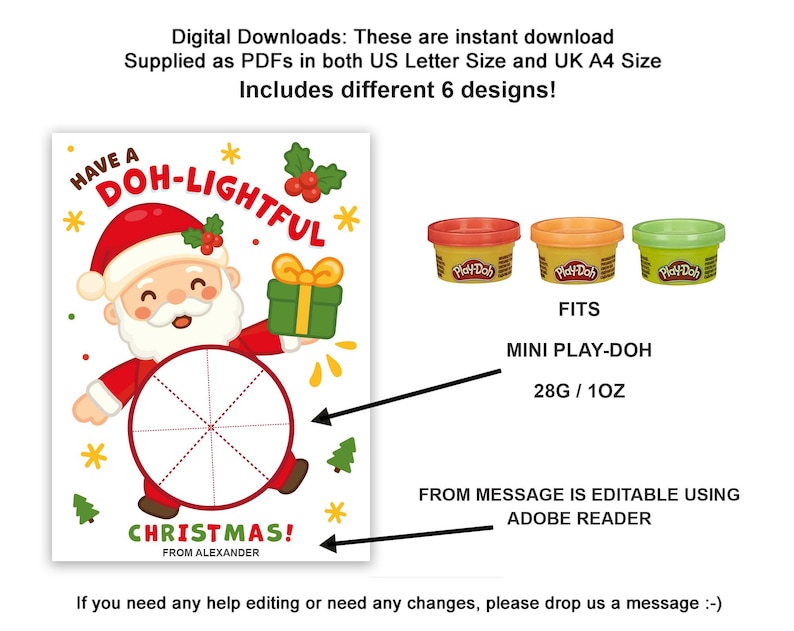 Christmas Play Dough Gift Card: Printable Classmate Favor (PDF) - Etsy