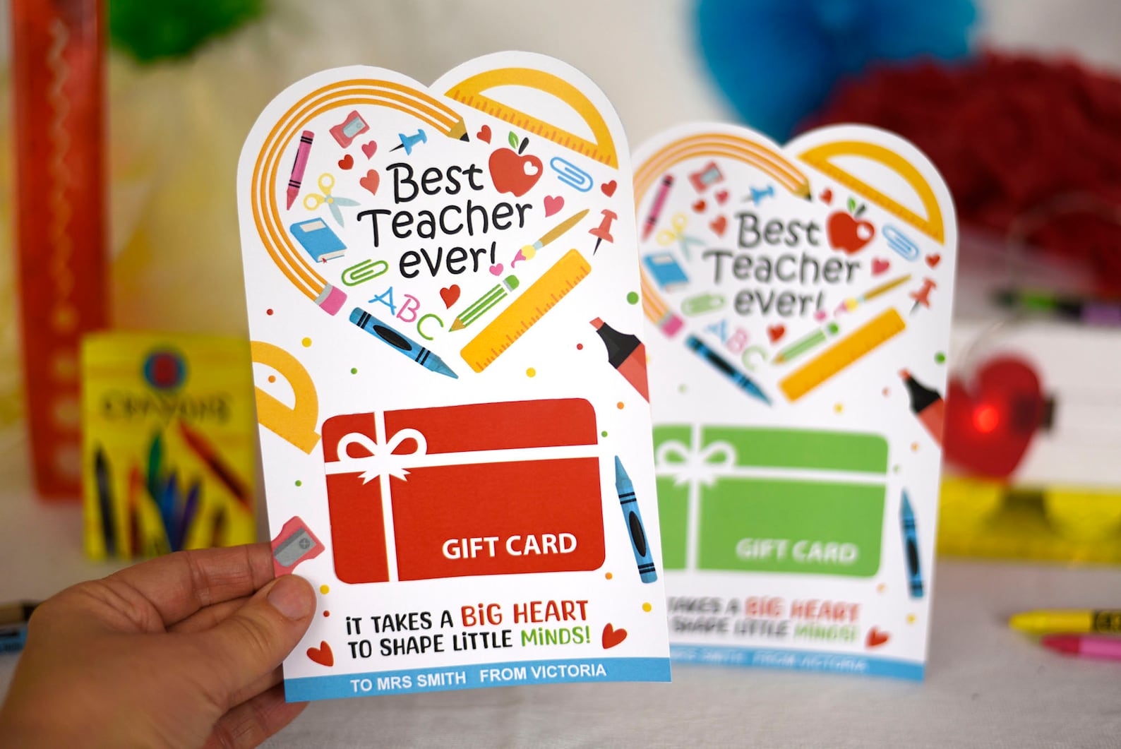 Printable Teacher Appreciation Gift Card Holder: Heart Design (PDF) - Etsy