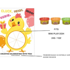 Printable Farm Animals Birthday Party Play Dough Gift Card Favor | Non ...