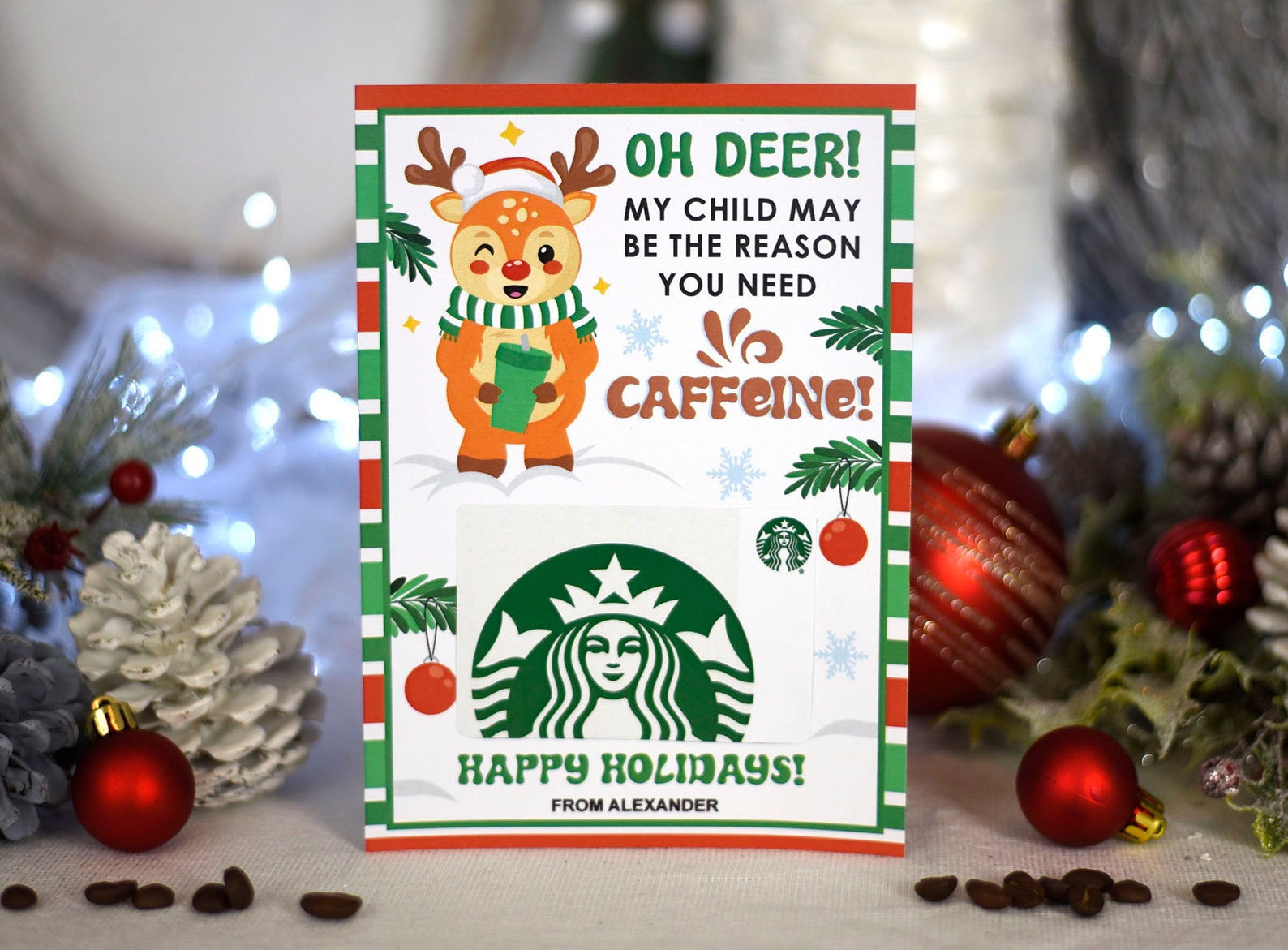 Printable Christmas Coffee Card Holder | Novelty Teacher Appreciation ...