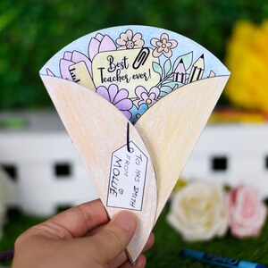 Printable Teacher Appreciation Card Flower Bouquet Color and BW Color ...