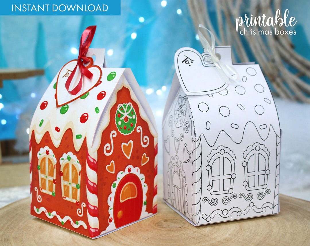 Printable Christmas Gingerbread House Gift Box (PDF Template) - Etsy