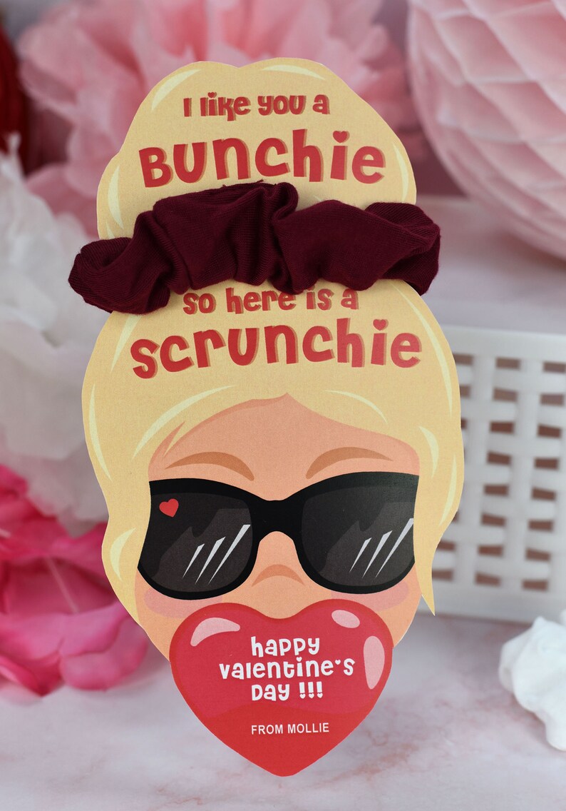 Kids Valentines Scrunchie Holder Card: Printable Classmate Gift (PDF ...