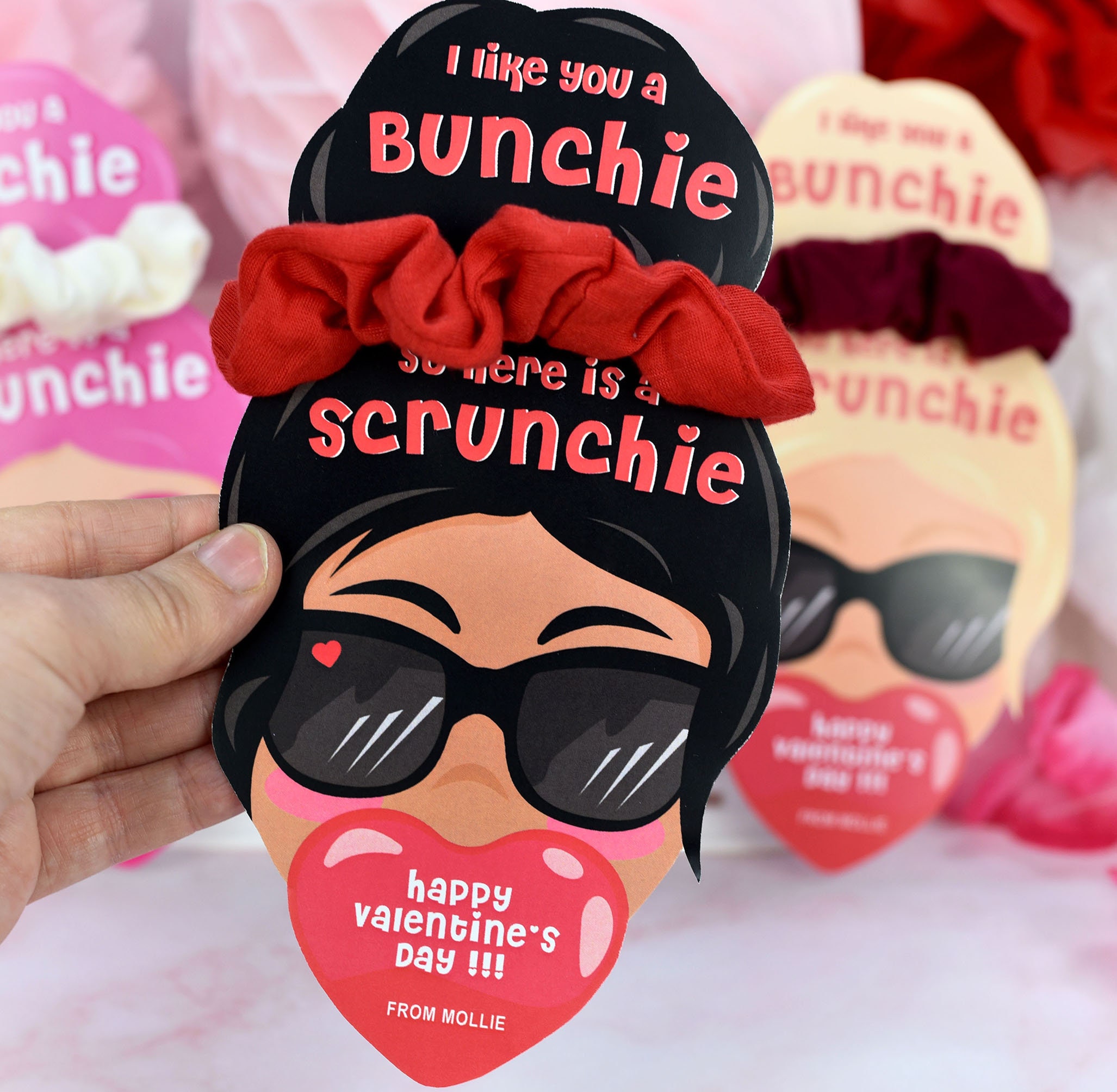 Kids Valentines Scrunchie Holder Card: Printable Classmate Gift (PDF ...