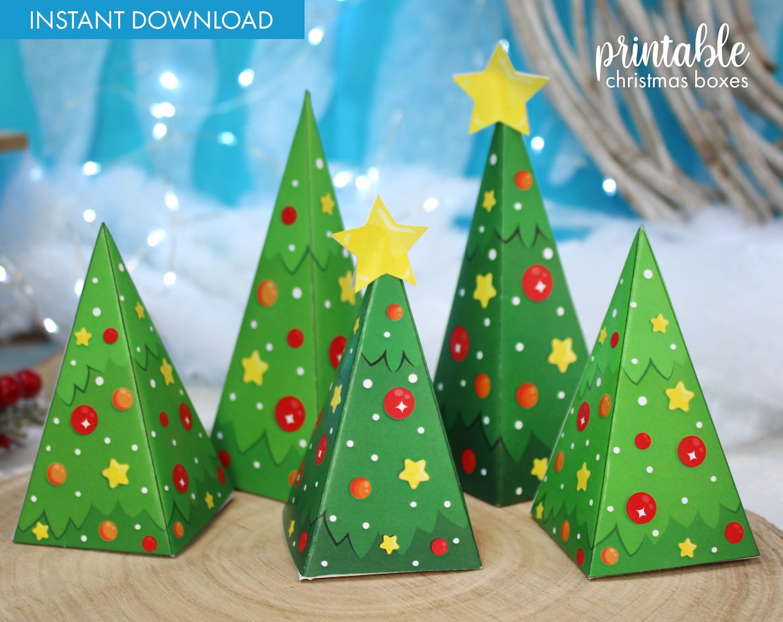 Printable Christmas Tree Gift Box Christmas Tree Box - Etsy