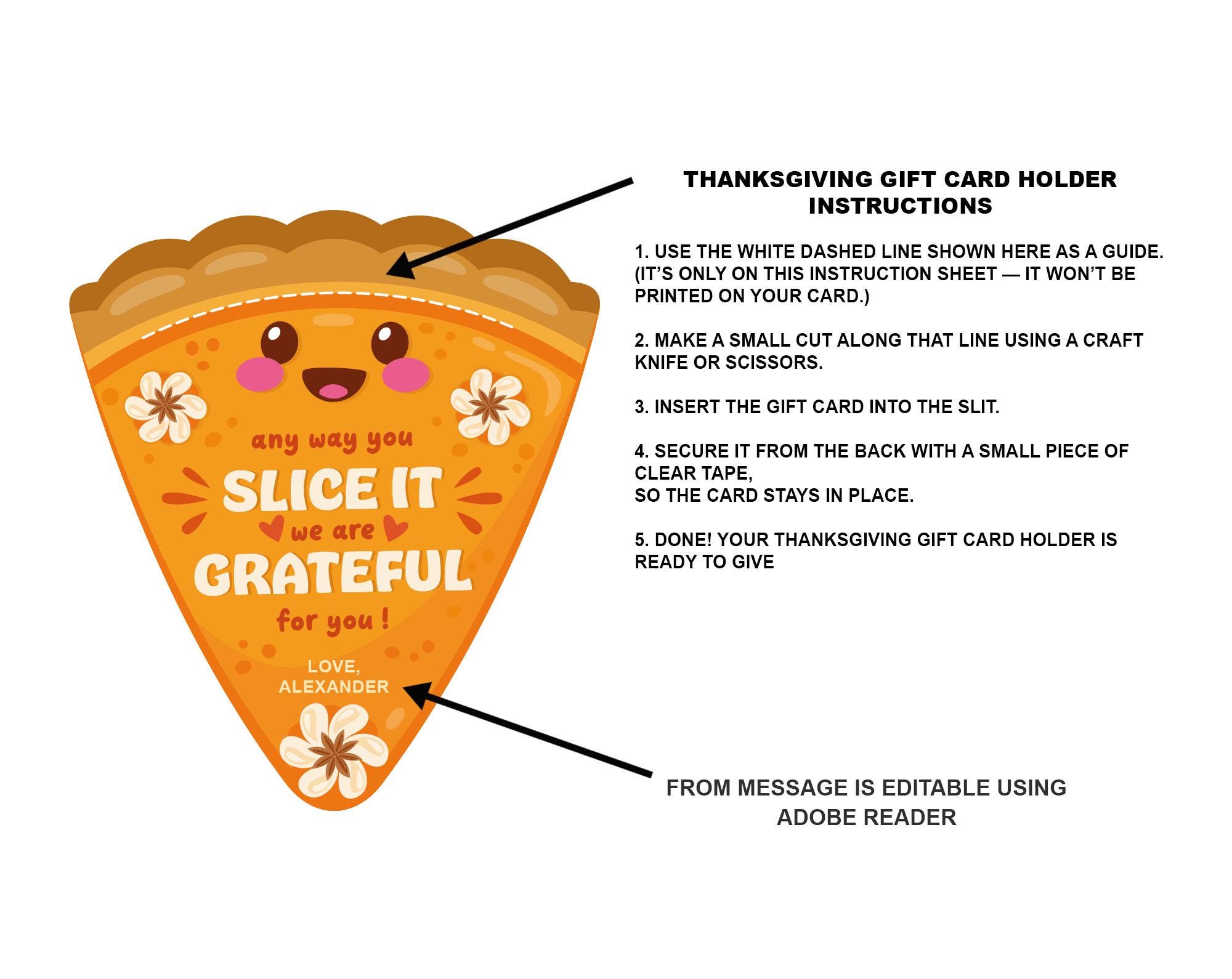 Printable Pumpkin Pie Gift Card Holder: Thanksgiving Appreciation (PDF ...