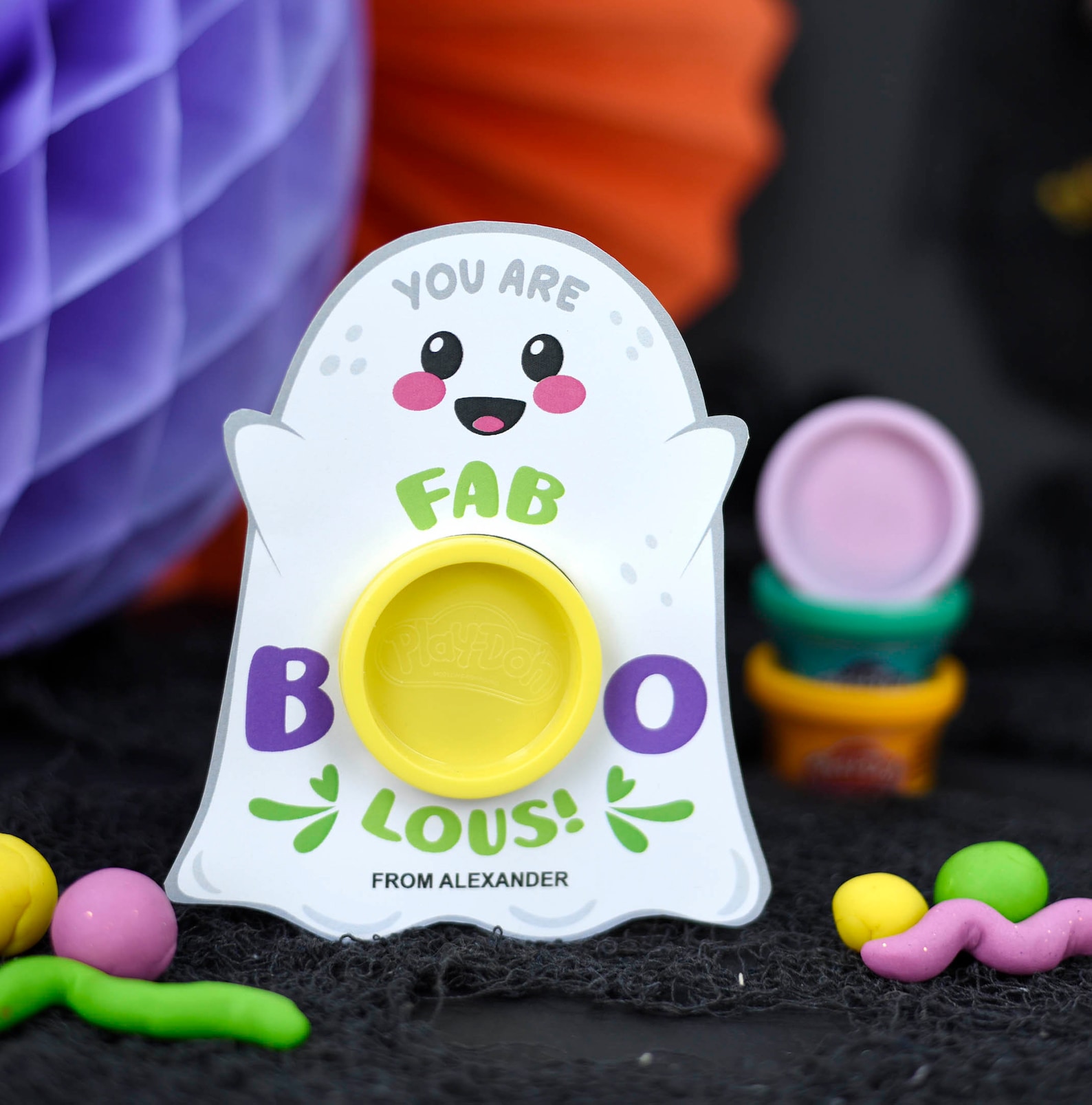 Printable Halloween Ghost Play Dough Holder: Classroom Gift (digital ...